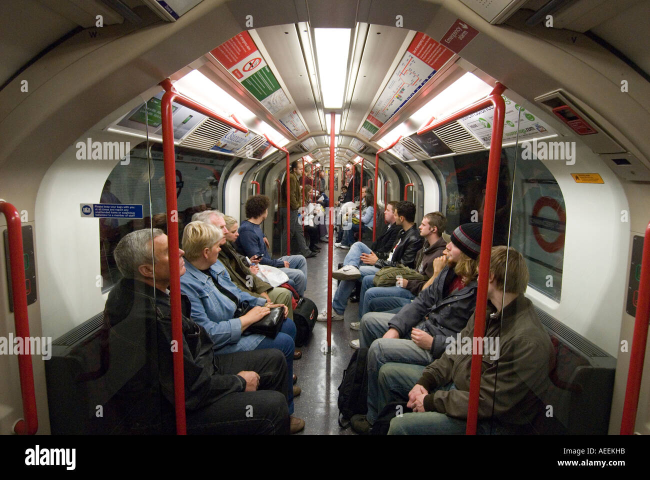Central Line train carriage on London Underground, England UK Stock ...