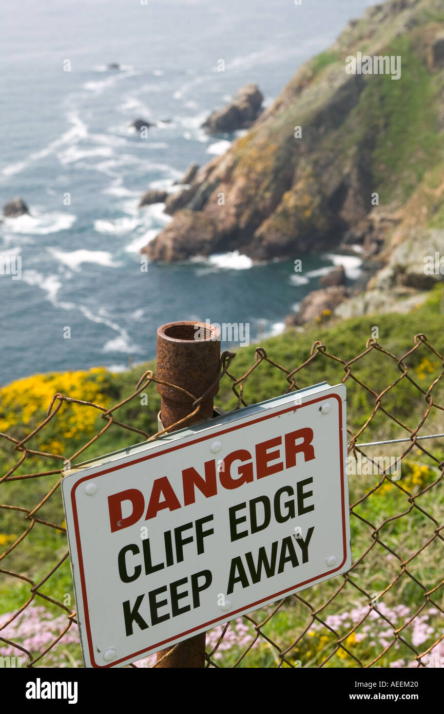 Cliff Edge Warning Sign Guernsey Channel Islands Stock Photo - Alamy