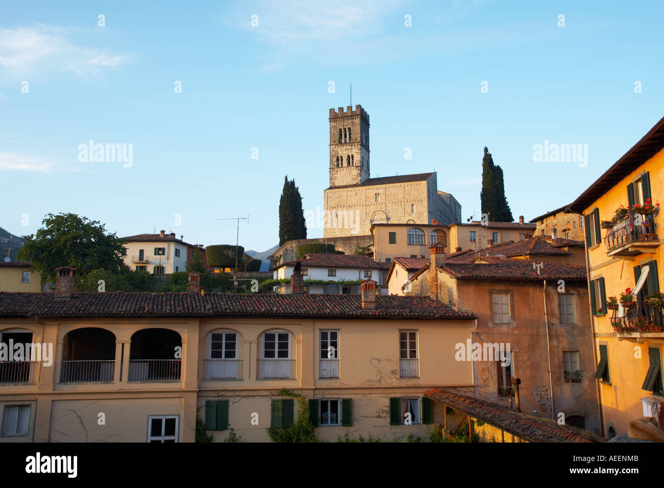The cathedral in the medieval Italian town of Barga May 2006 Stock ...
