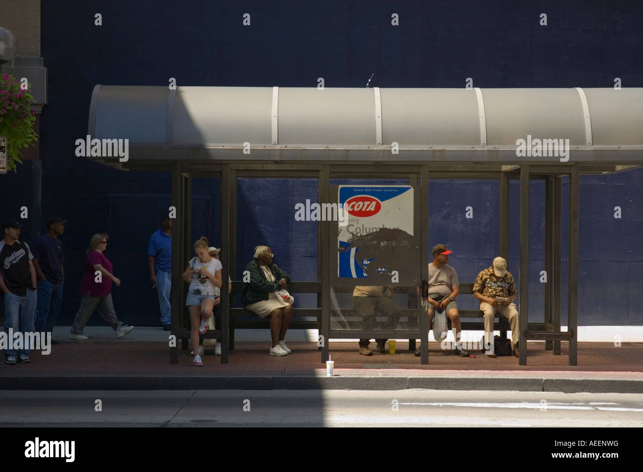 Street scenes with pedestrians and buildings in downtown Columbus Ohio ...