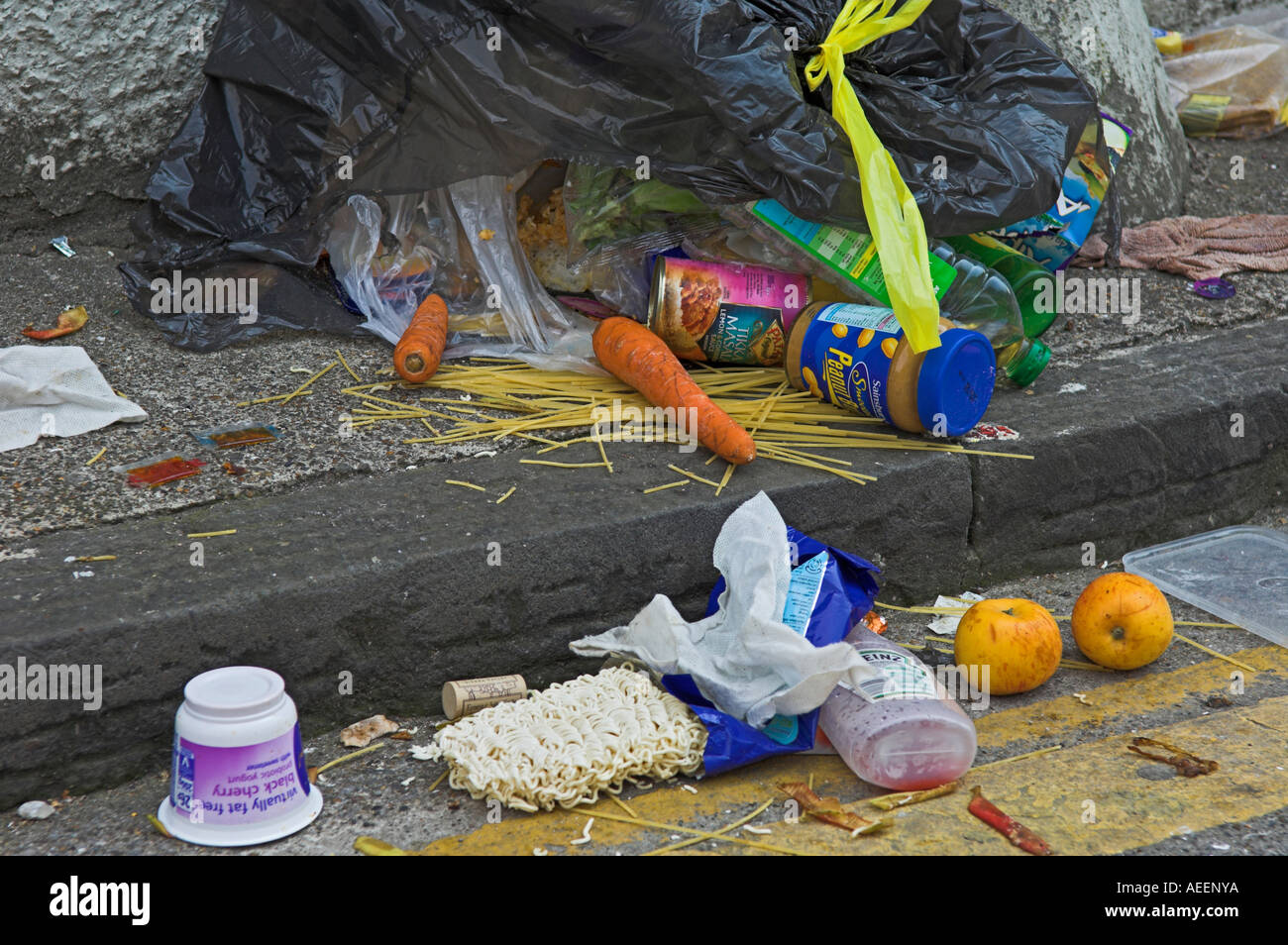Broken plastic bag spilled food hi-res stock photography and images - Alamy