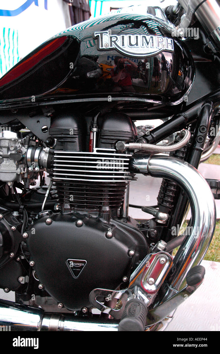 Triumph motorcycle engine and tank close up Stock Photo - Alamy