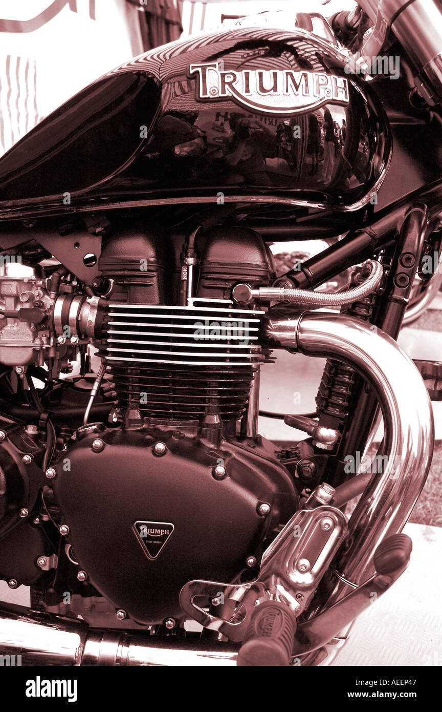 Triumph motorcycle engine and tank close up Stock Photo - Alamy