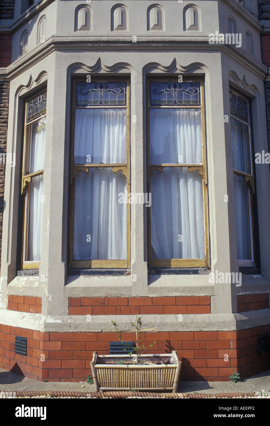 Cardiff South Wales terrace house c 1898 detail bay window with ...