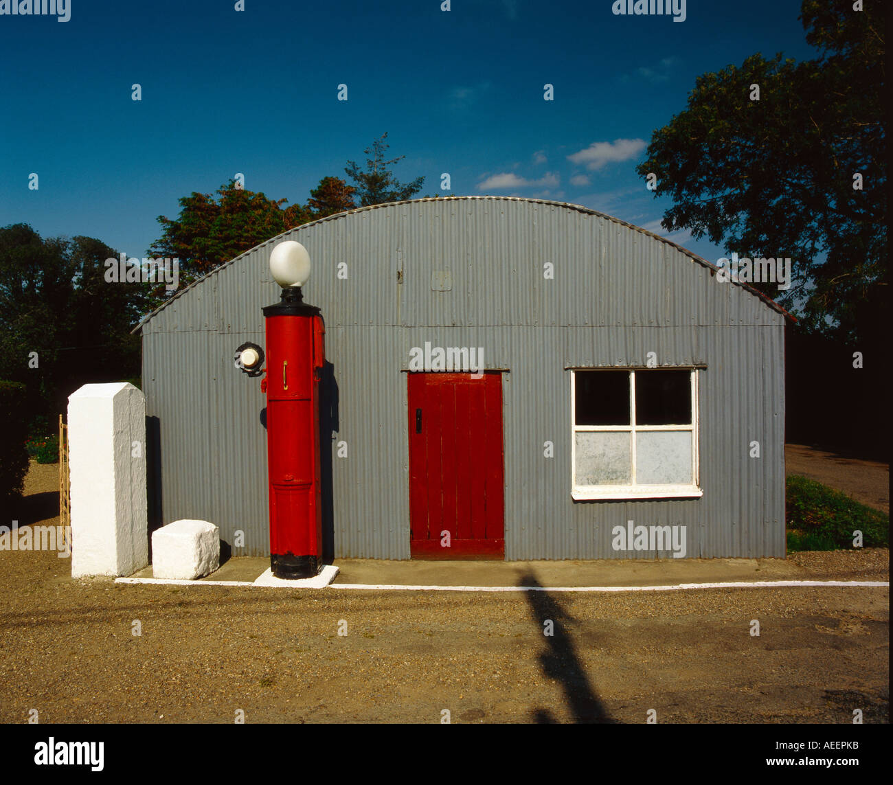 old style gas station with petrol pump outside Stock Photo - Alamy