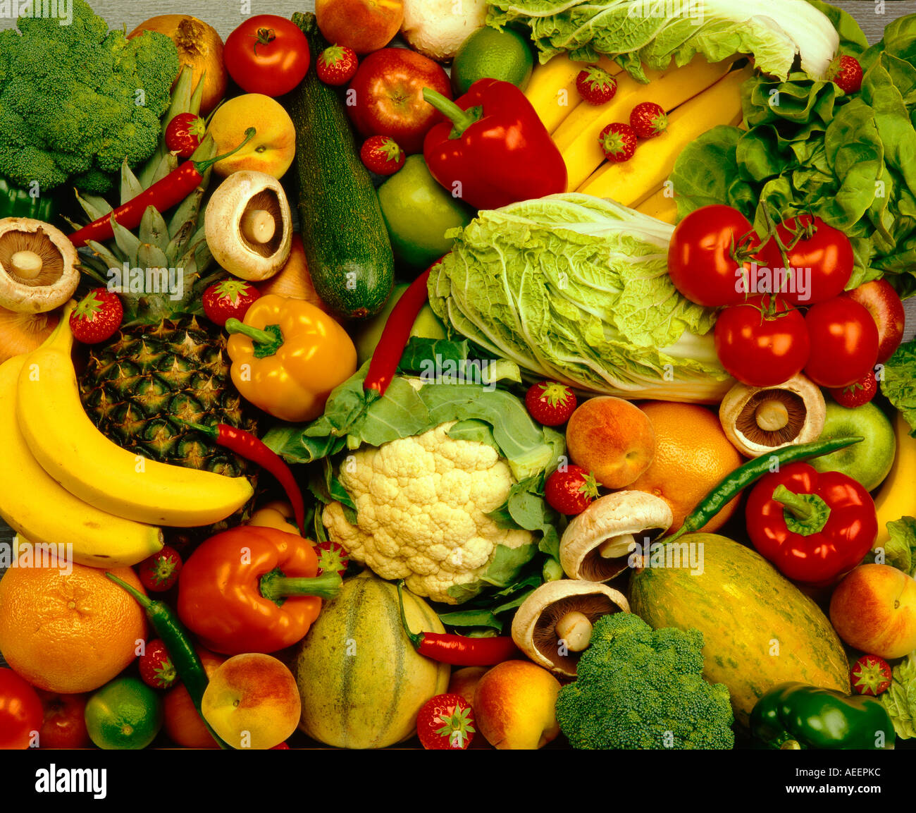 assortment of fruit and vegetables viewed from above Stock Photo - Alamy
