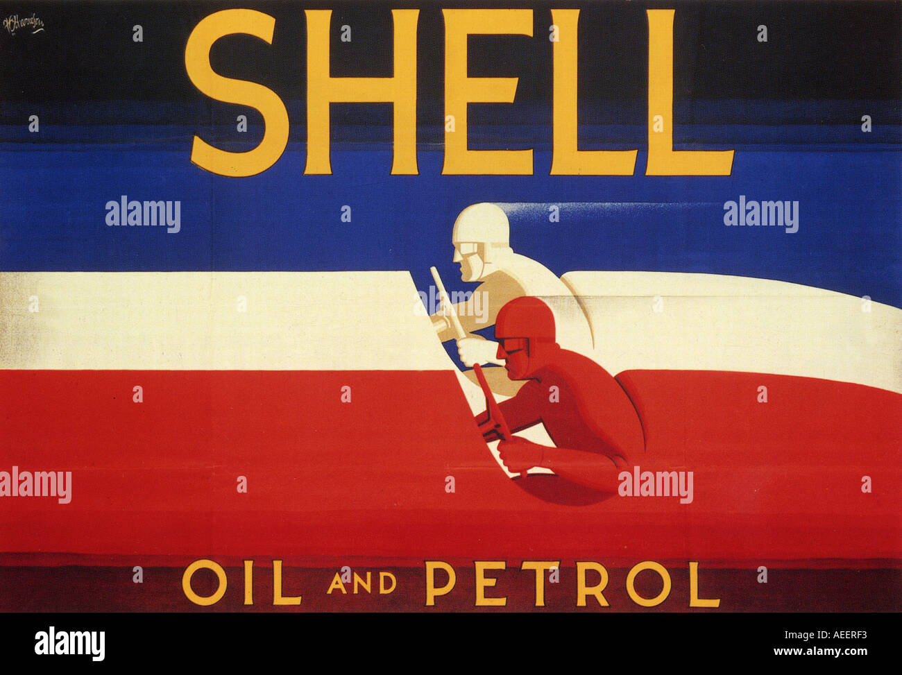 SHELL poster from 1928 designed by Frederick Harrison Stock Photo - Alamy