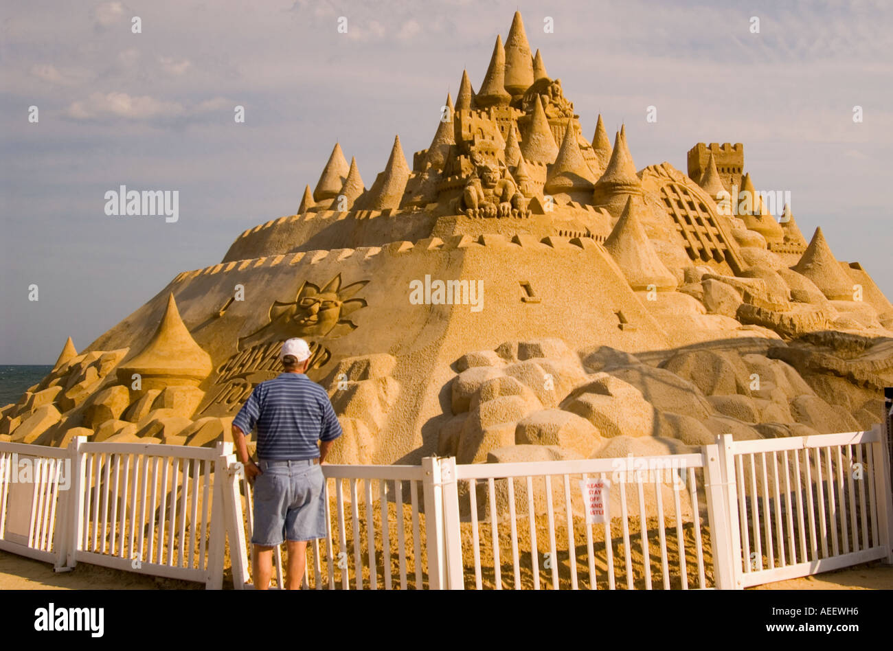 Caucasian Man Views Worlds Largest Sandcastle at Myrtle Beach SC USA ...