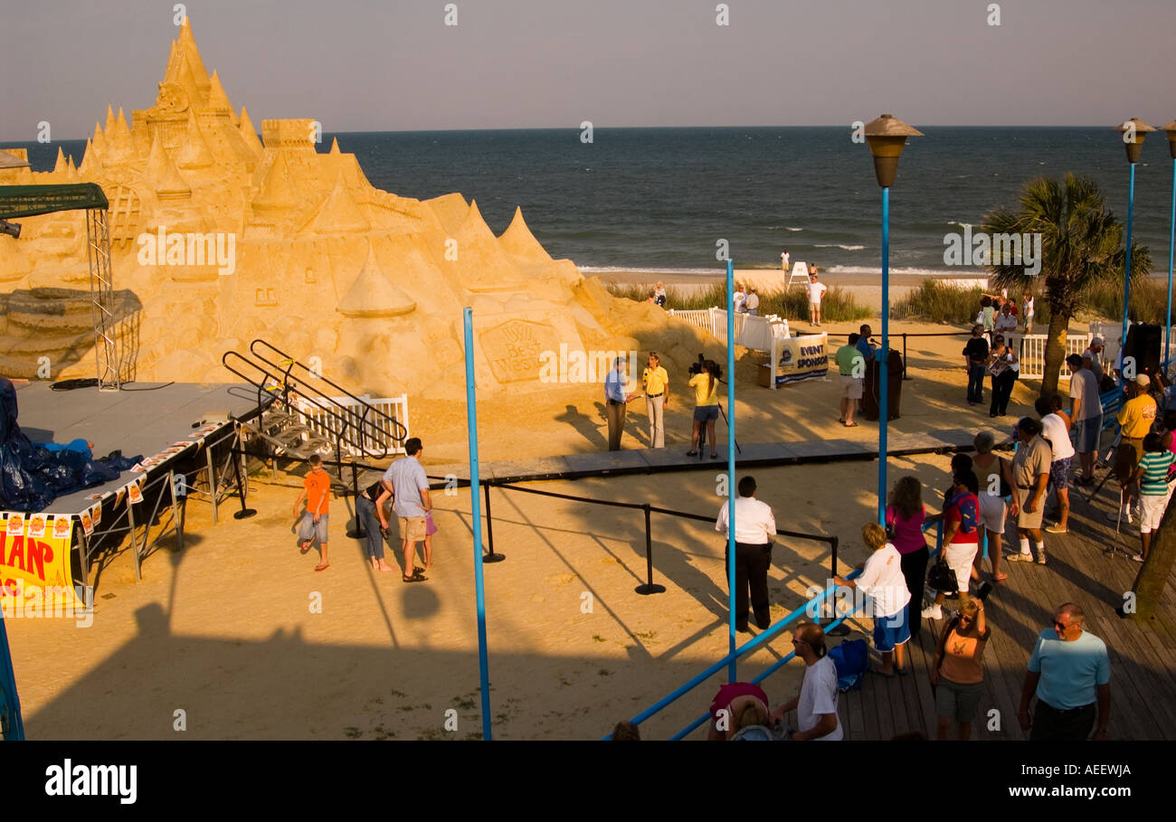 People Gather to View Worlds Largest Sandcastle at Myrtle Beach SC USA ...
