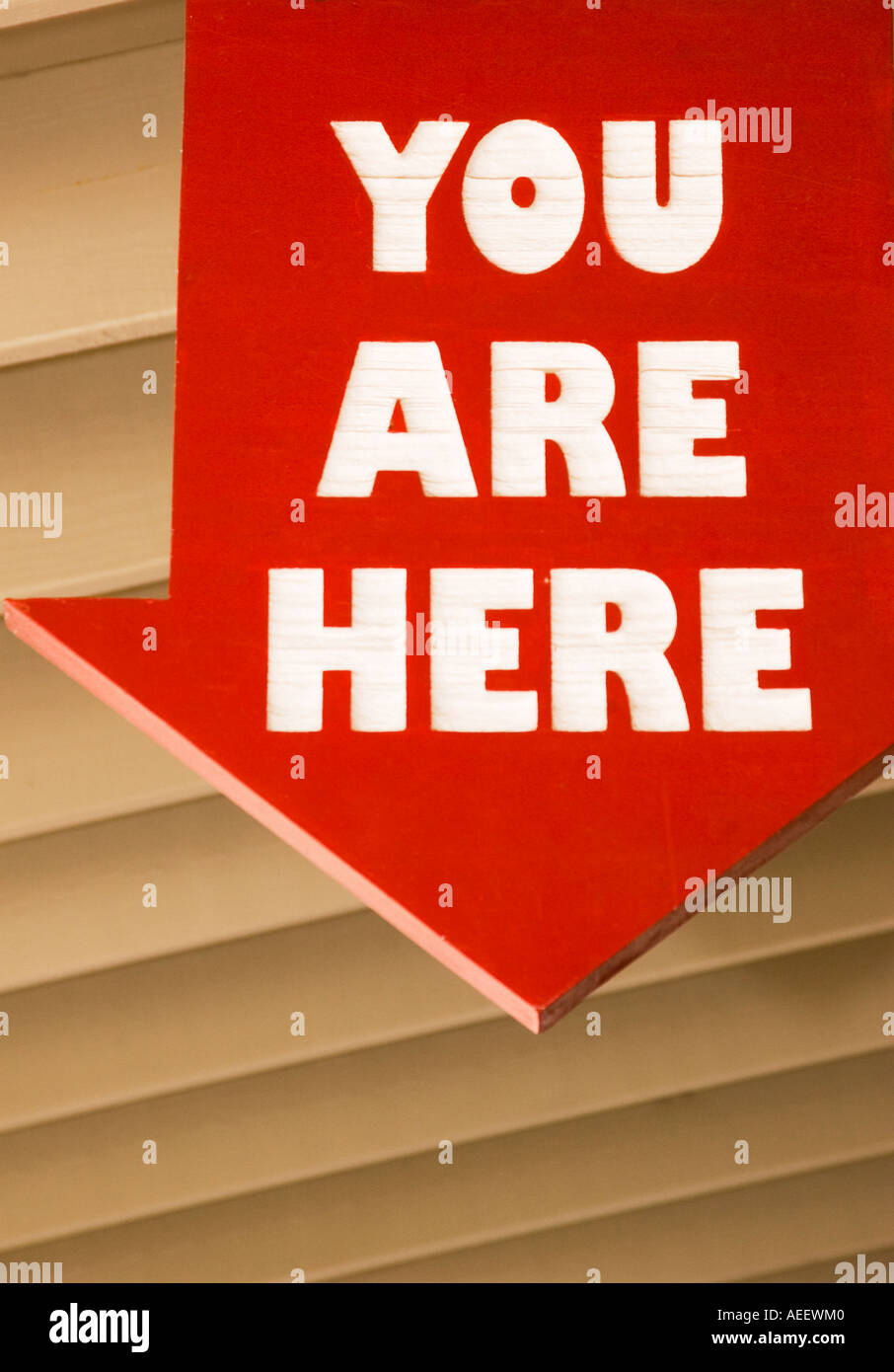 Red You Are Here Directional Sign with Arrow Pointing the Way Stock ...