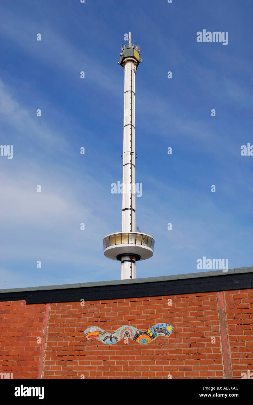 The Sky Tower on the promenade in the coastal resort town of Rhyl ...