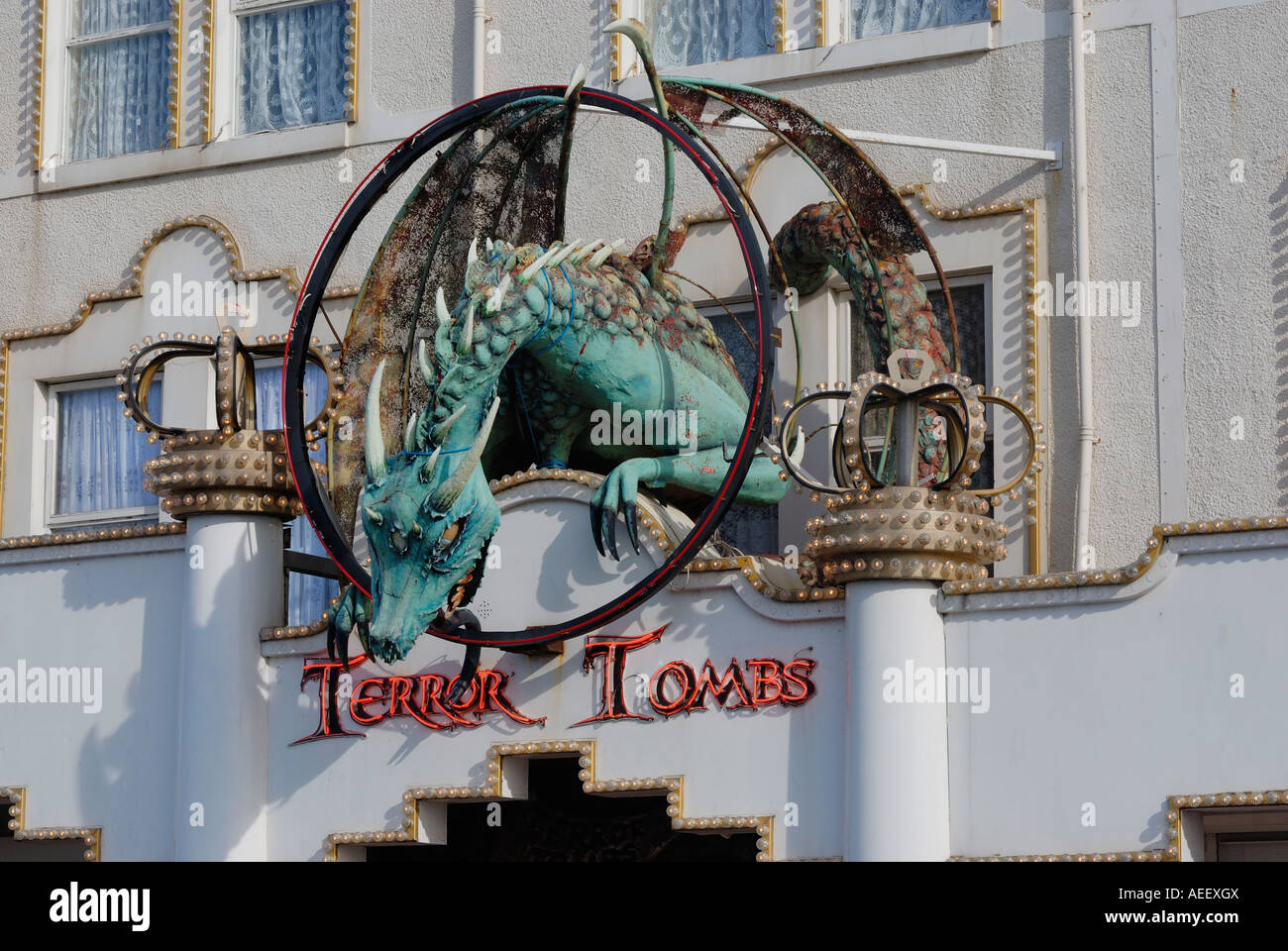 Terror Tombs amusement arcade on the promenade in the coastal resort ...