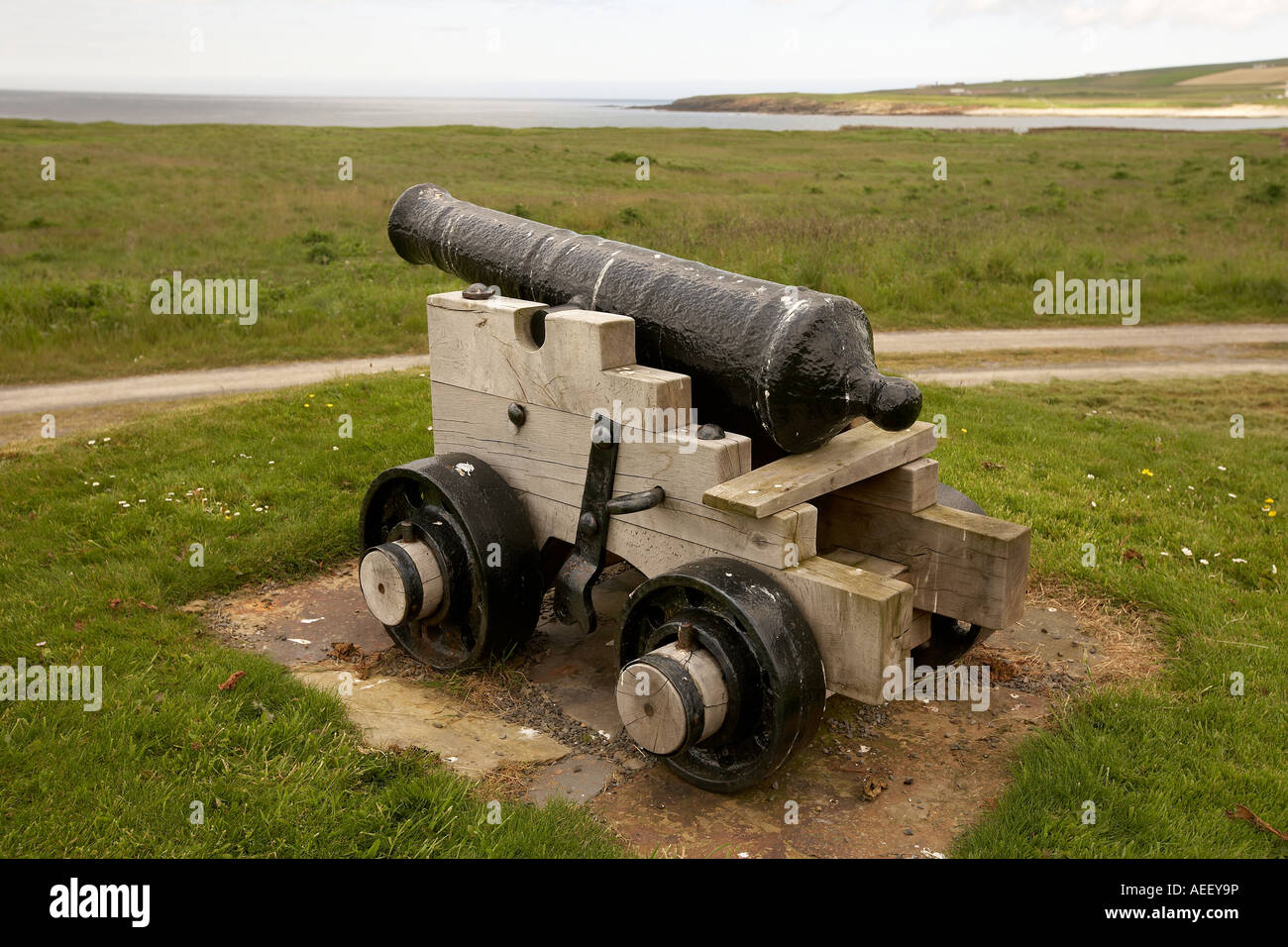 Cannon pointing out to sea at Skaill House Orkney Scotland UK Stock ...