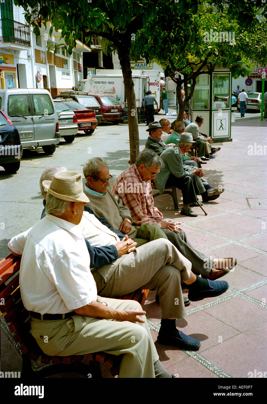 old men in the town square - Torrox Malaga Andalusia Spain Stock Photo ...