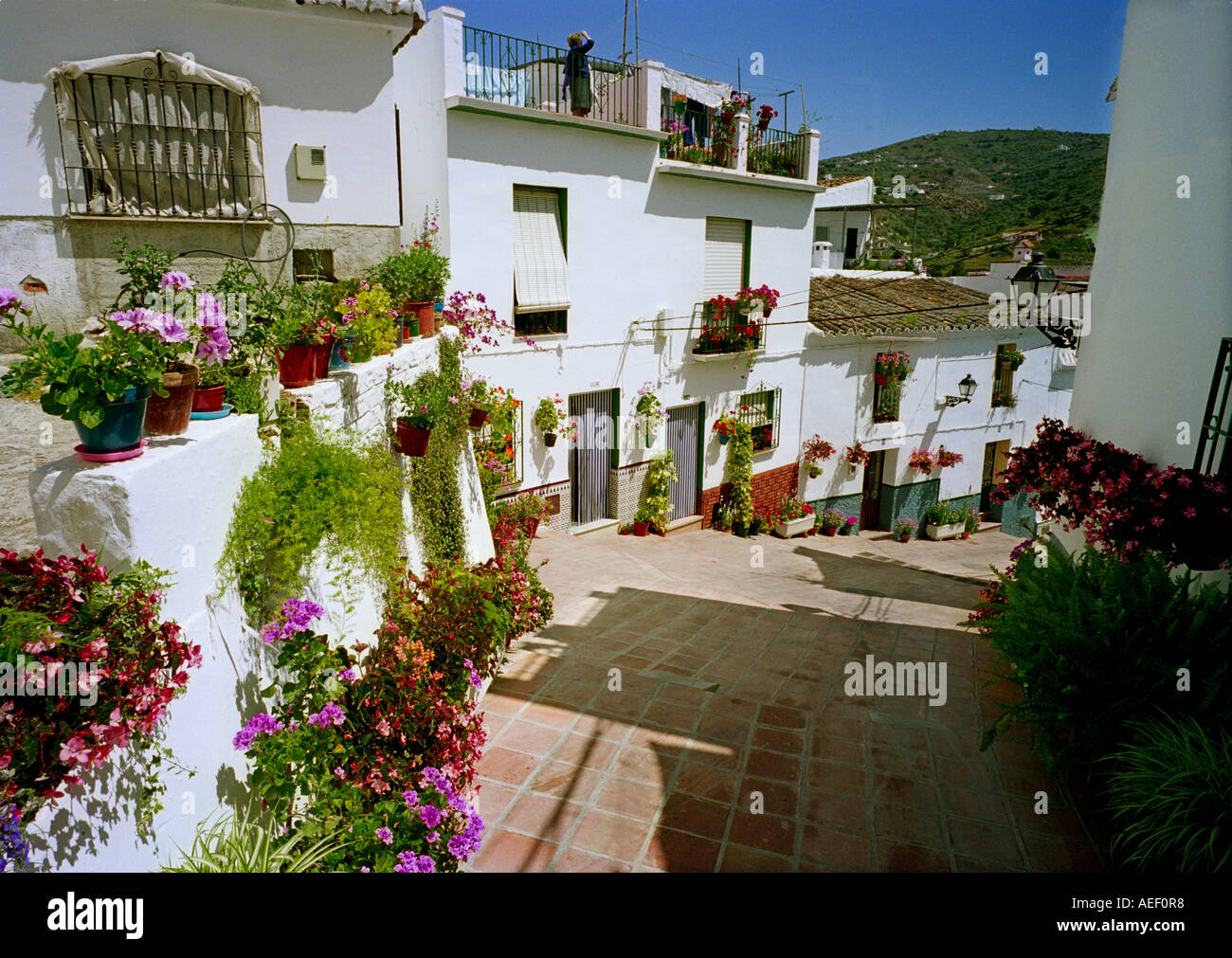 Calle Valencia, Torrox, pueblo blanco in Andalucia, Spain Stock Photo ...