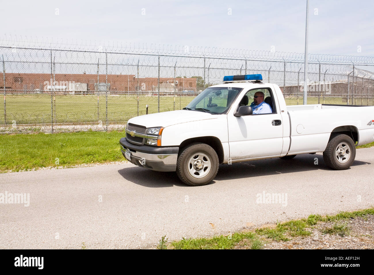 Patrol vehicle patrolling the outer perimeter fence at the Omaha ...