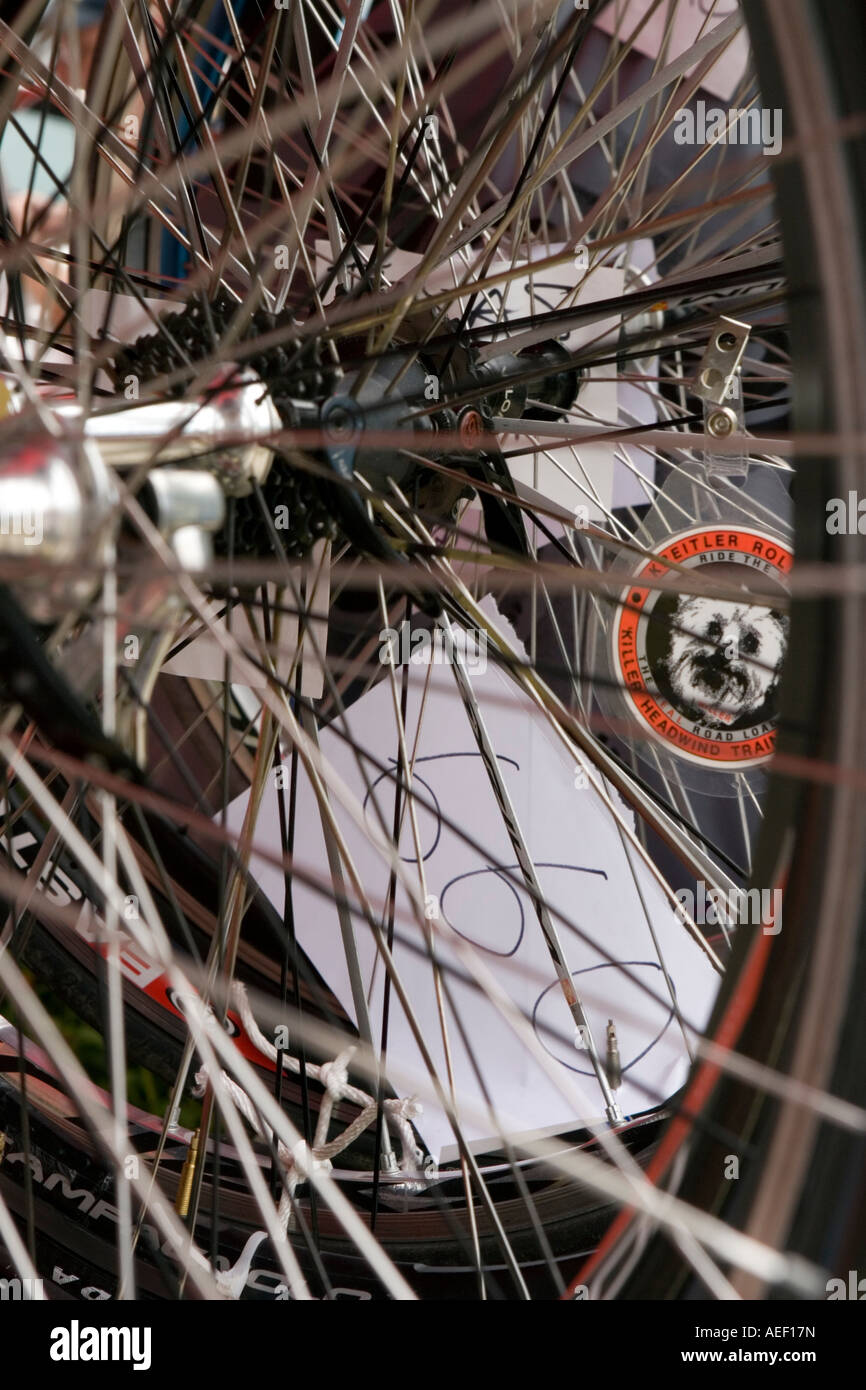 Bicycle wheels in wheel pit for change Stock Photo - Alamy