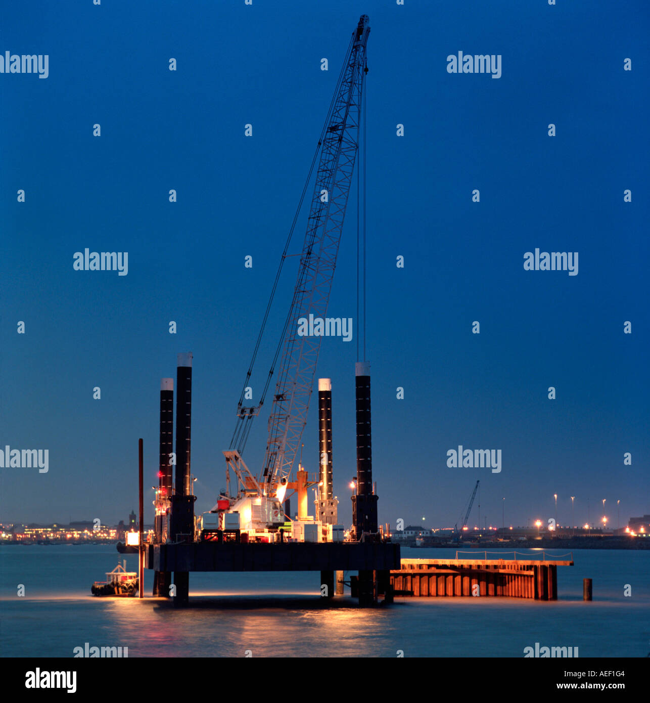 Inshore Piling Platform at Dusk Stock Photo - Alamy