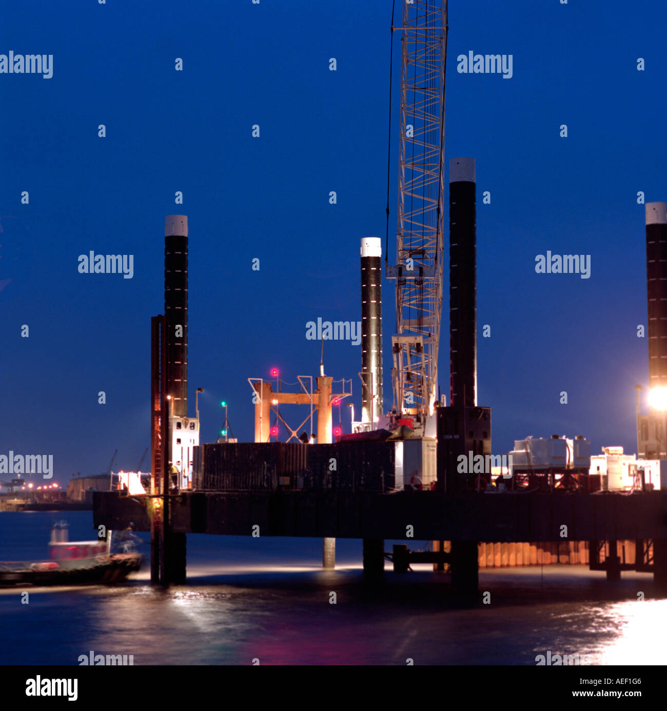 Inshore Piling Platform at Dusk Stock Photo - Alamy