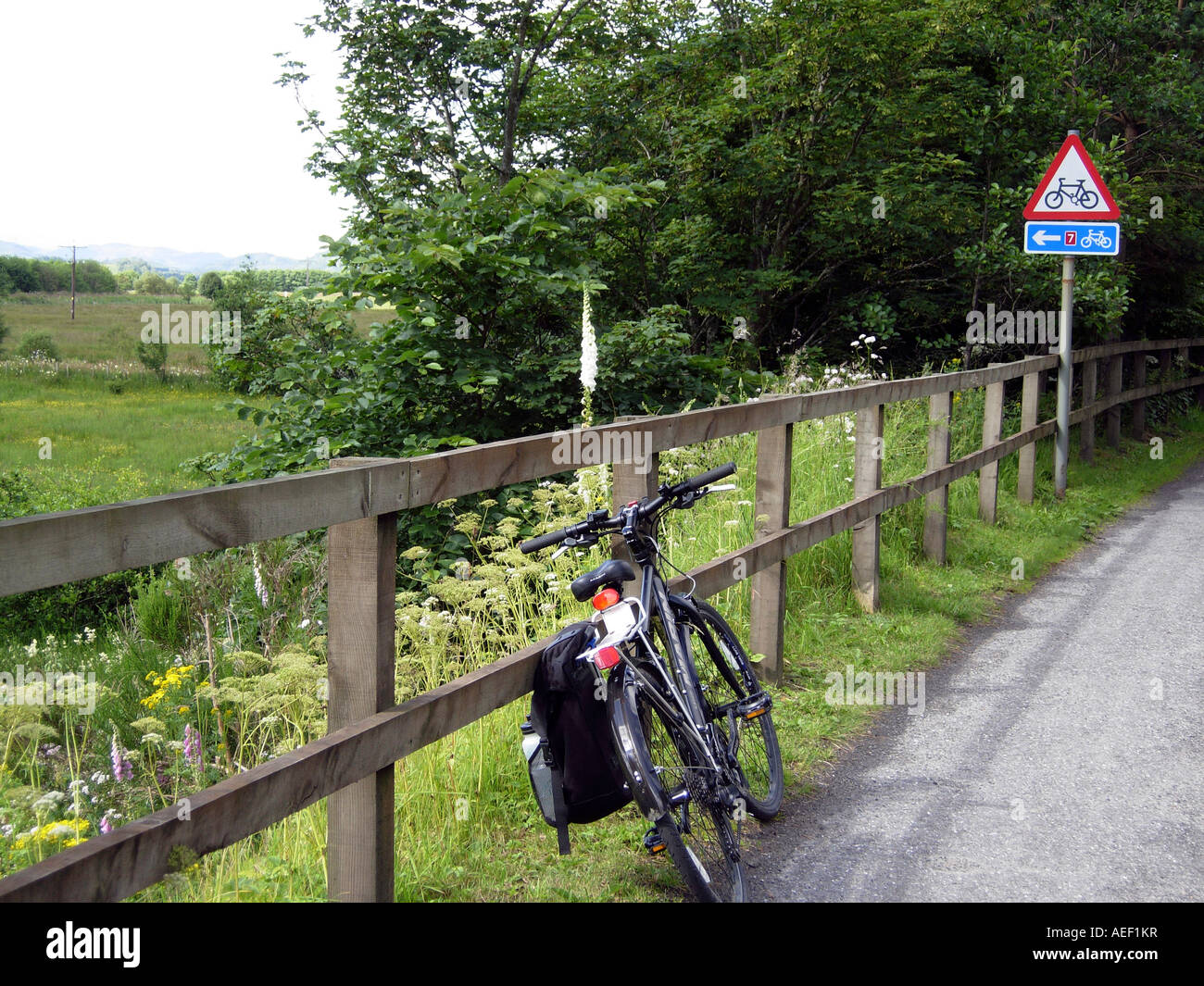 Bicycle on the National Cycle Route 7 on the outskirts of Kingussie ...