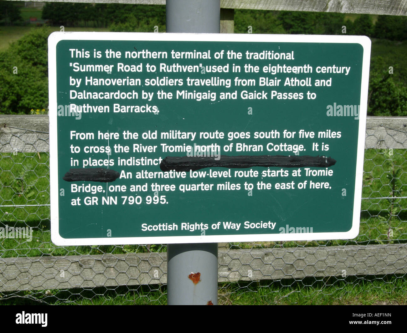 Scottish Rights of Way sign at Ruthven Barracks near Kingussie ...