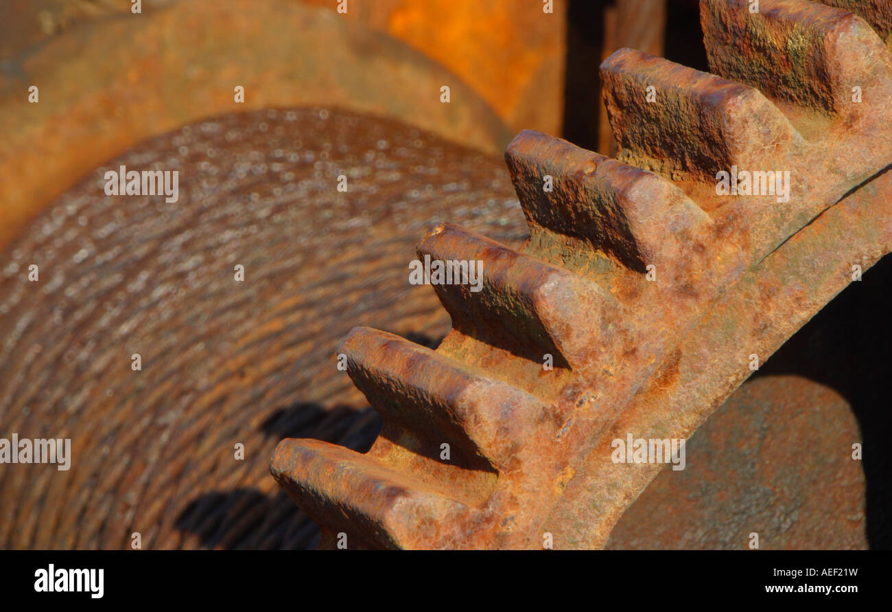 Rusty cog wheel and wire Stock Photo - Alamy