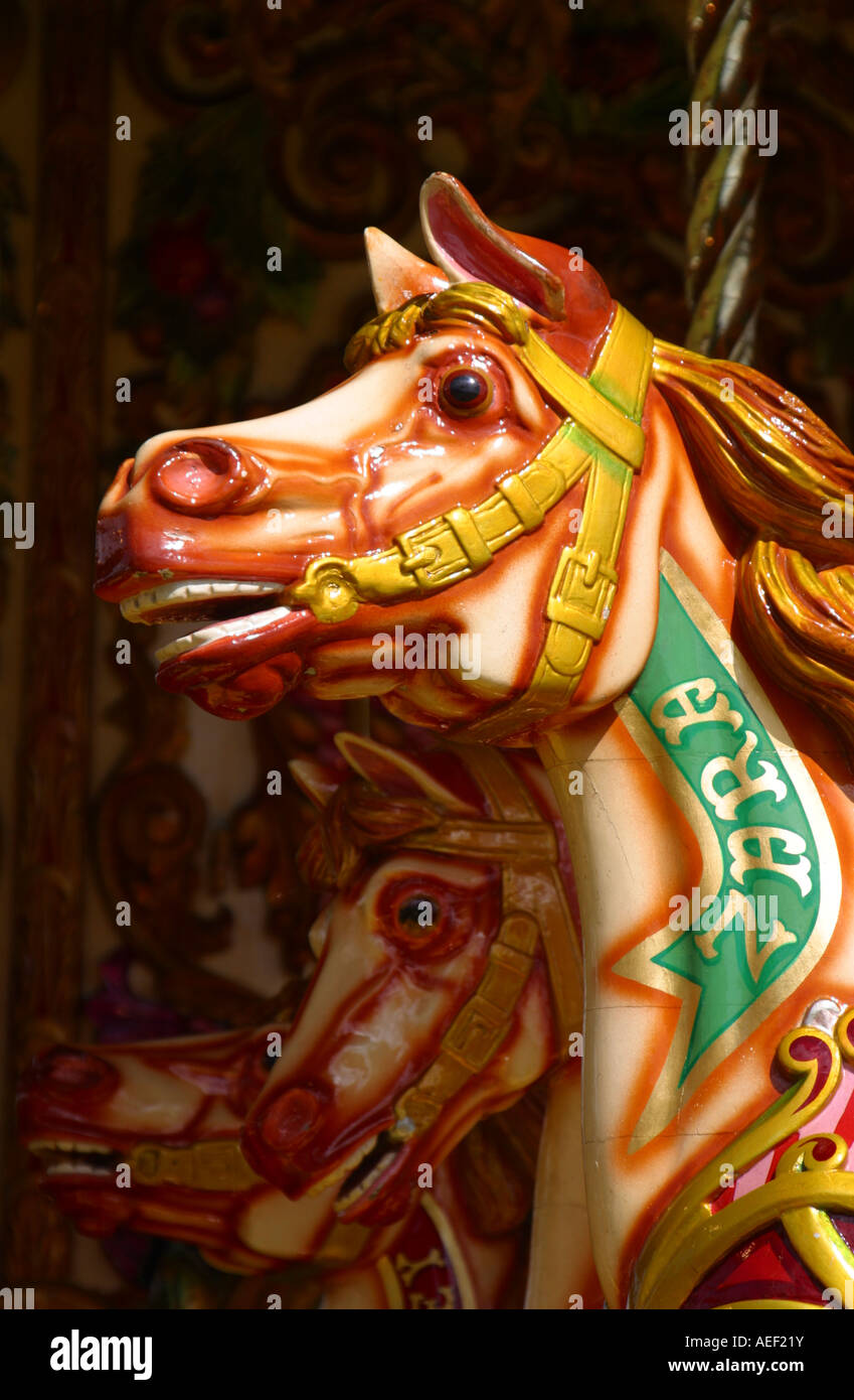 Horses on fairground carousel Stock Photo - Alamy