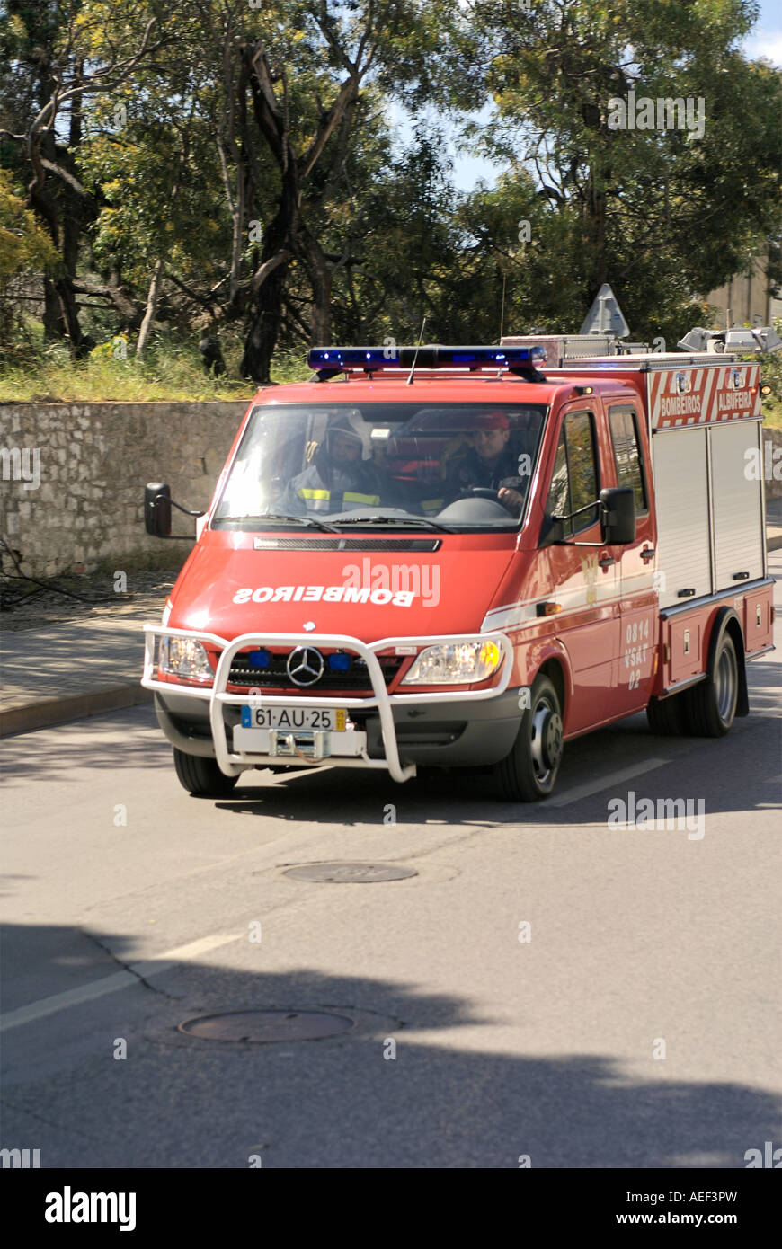 A portuguese fire engine races to an emergency in Albufera Portugal ...