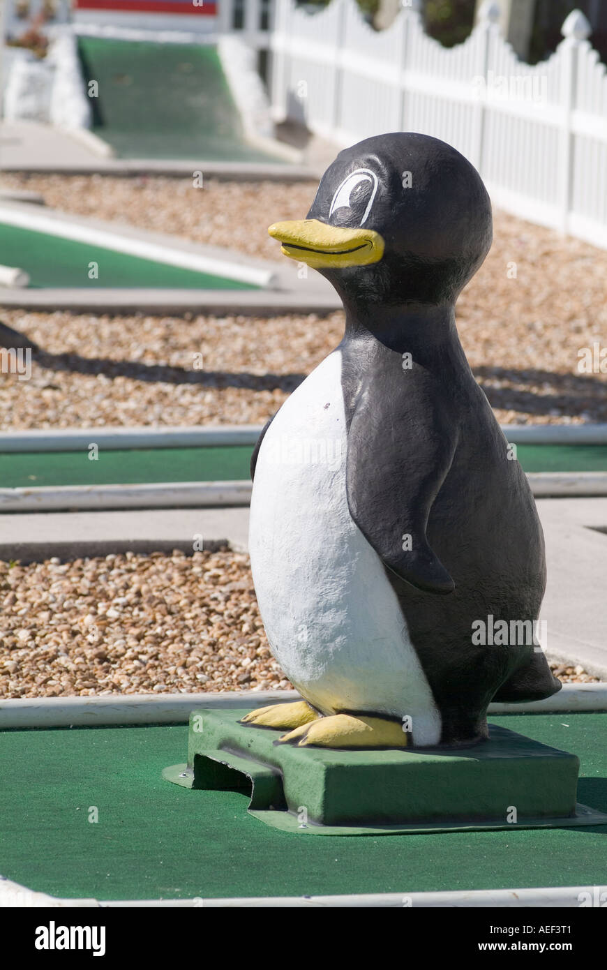 miniature golf course characters obstacles penguin Stock Photo - Alamy
