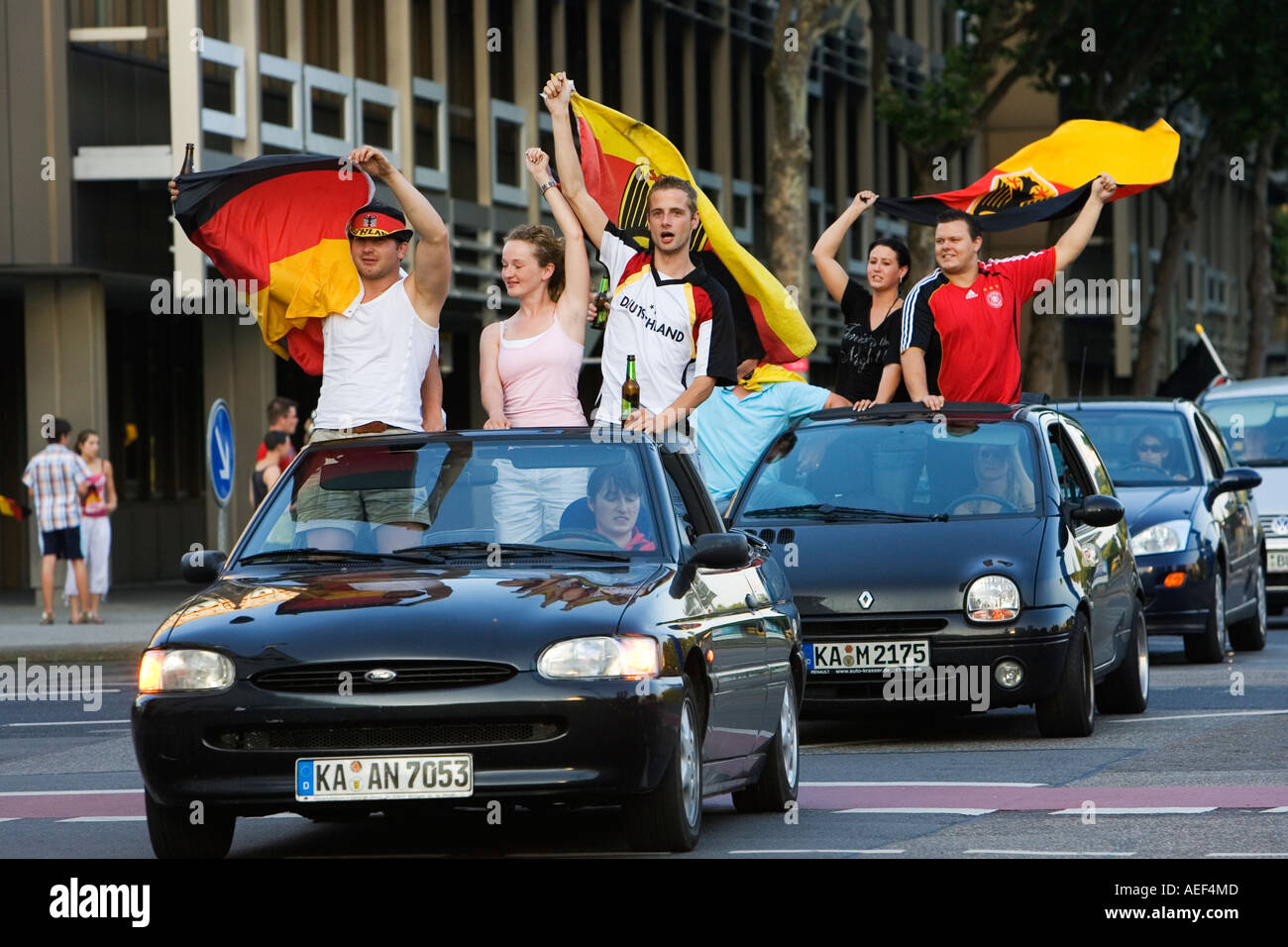German soccer fans celebrating Germany winning against Argentina in the ...