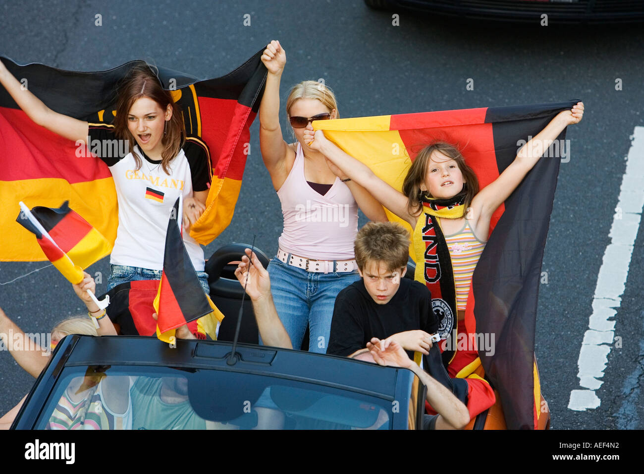German soccer fans celebrating Germany winning against Argentina in the ...