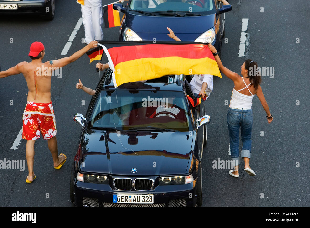 German soccer fans celebrating Germany winning against Argentina in the ...