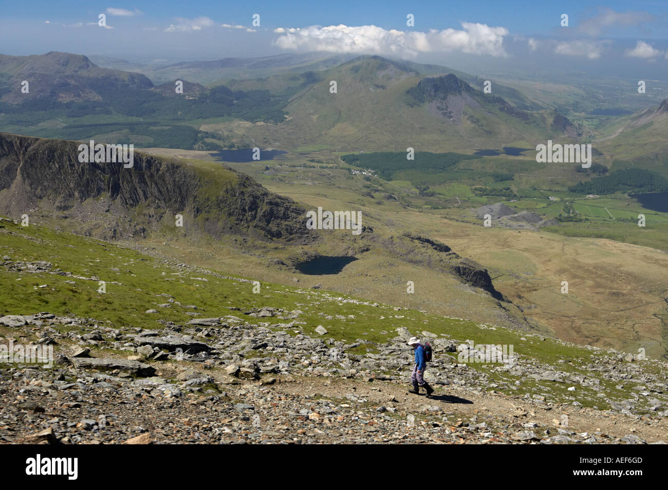 Walker on Footpath to Snowdon Snowdonia North West Wales Stock Photo ...