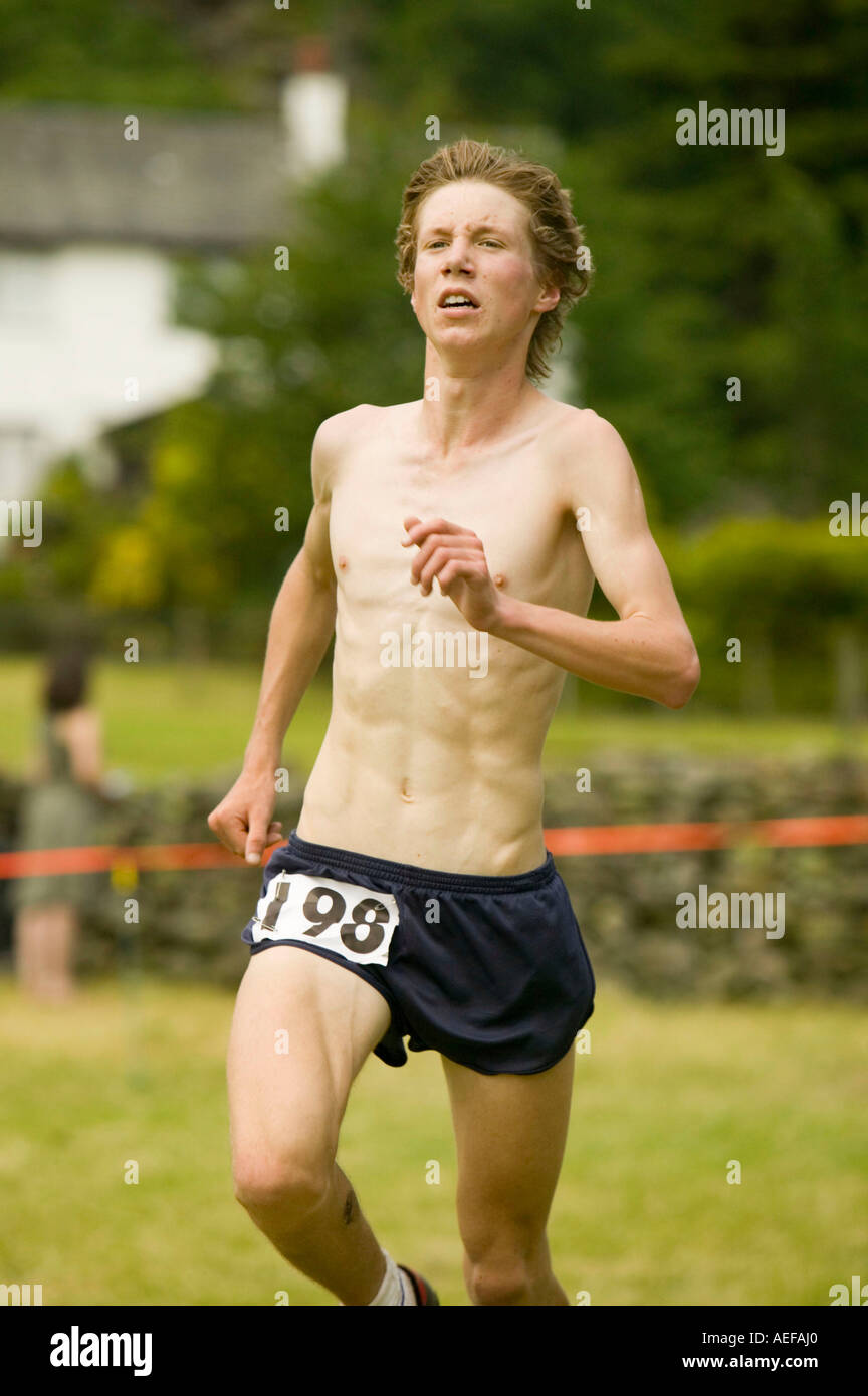 a fell runner in the Langdale gala race, Lake district, Cumbria, UK ...