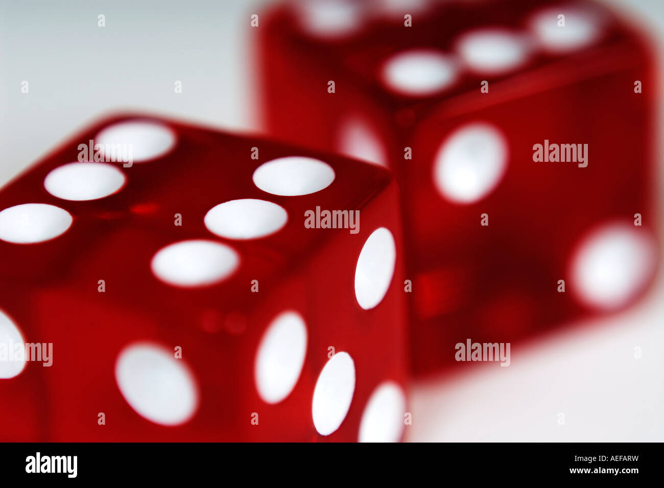 Cherry red gaming dice showing double six' on a white background Stock ...