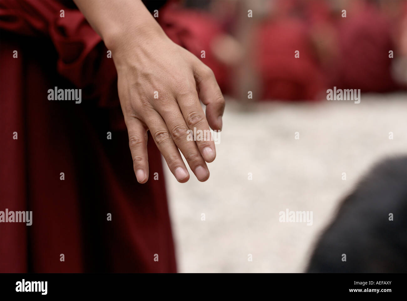 Hand of debating Monk Sera Lhasa Tibet Stock Photo - Alamy