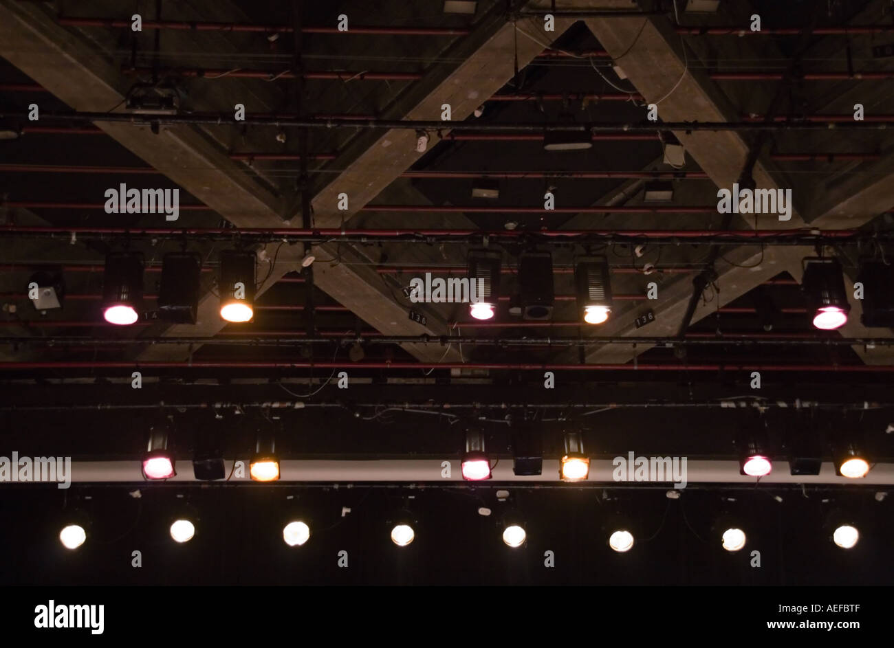 Stock photo of ceiling above a stage showing the stage lights Stock ...
