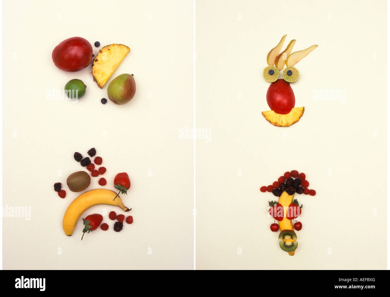 Before and after Fruits faces Stock Photo - Alamy