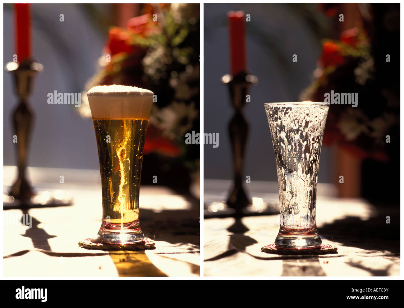 Before and after Beer Stock Photo - Alamy