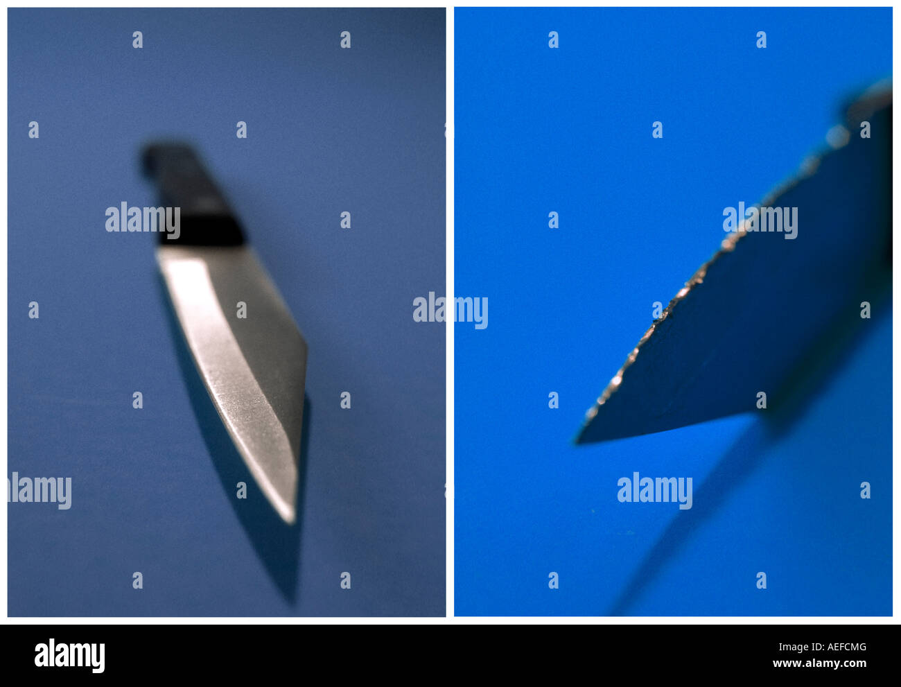 Before and after Knife sharp Stock Photo - Alamy