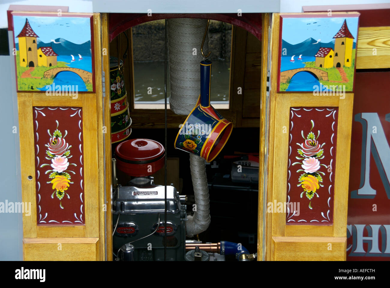 View into barge's engine bay Stock Photo - Alamy