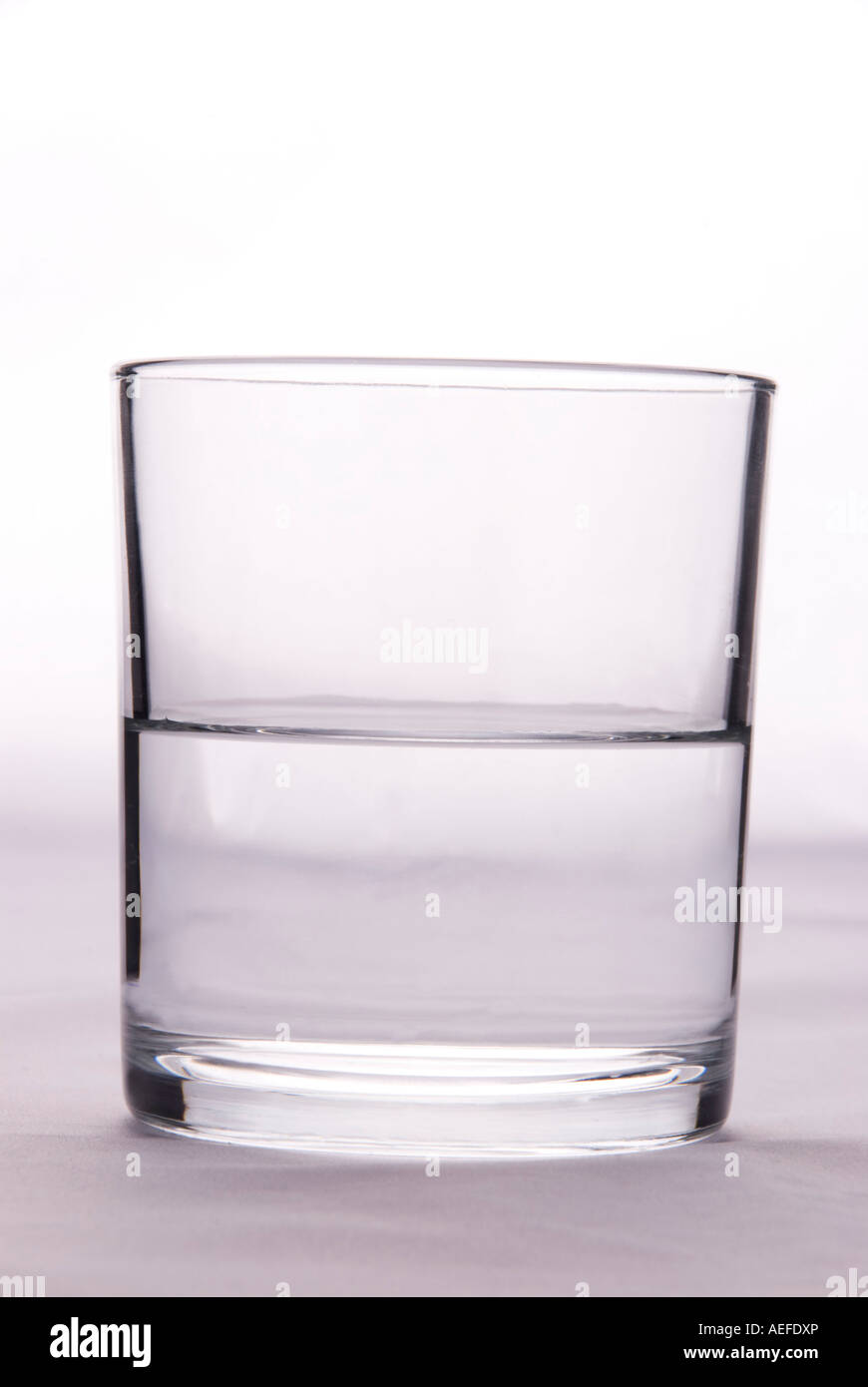 A glass half full or half empty to illustrate the idea of pessimism or ...