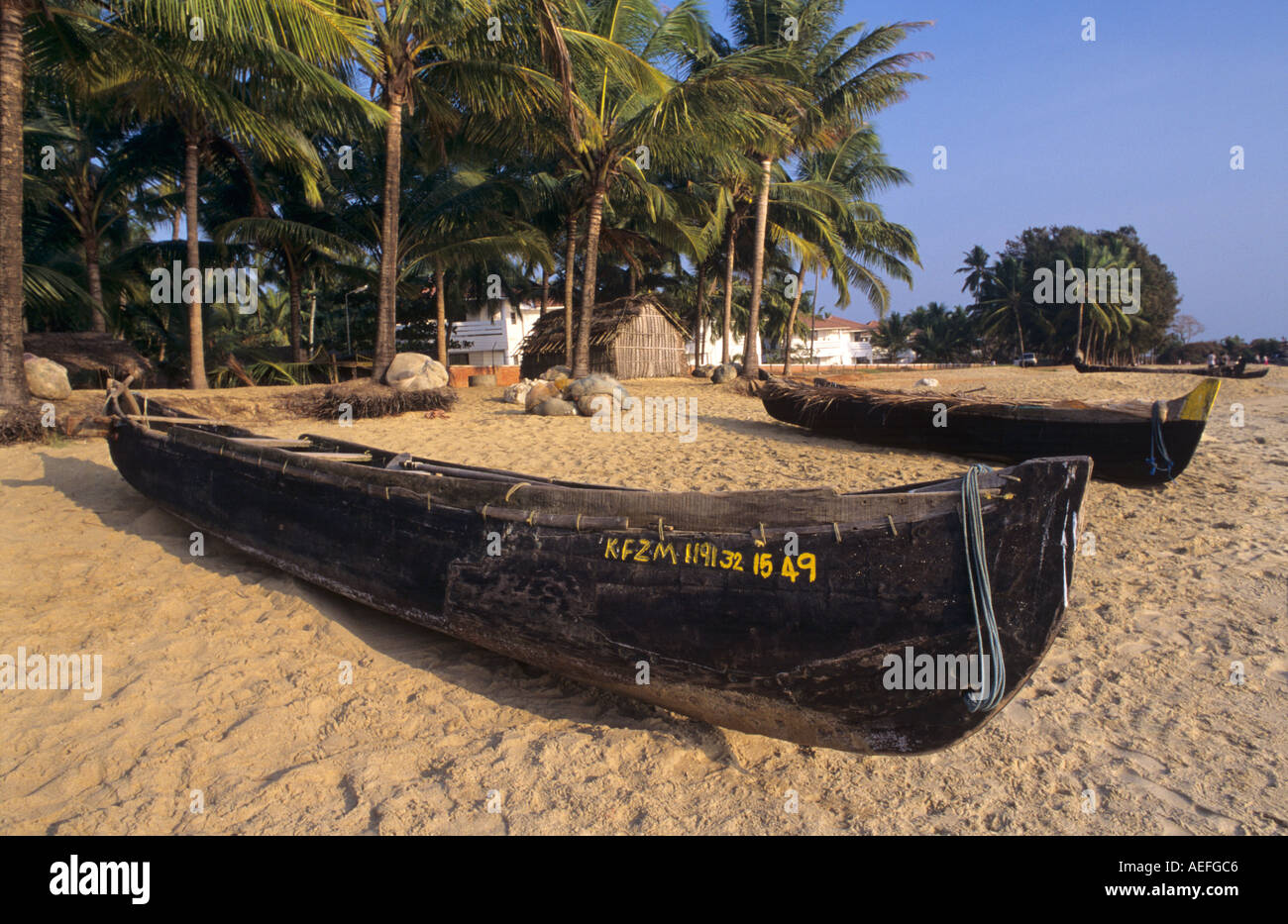 Fishing boats on Kappad Beach Calicut Kozhikode Kerala India Stock ...