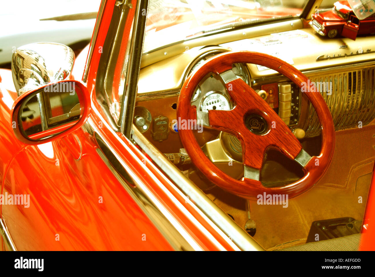 Interior of classic red Chevy Belair Stock Photo - Alamy