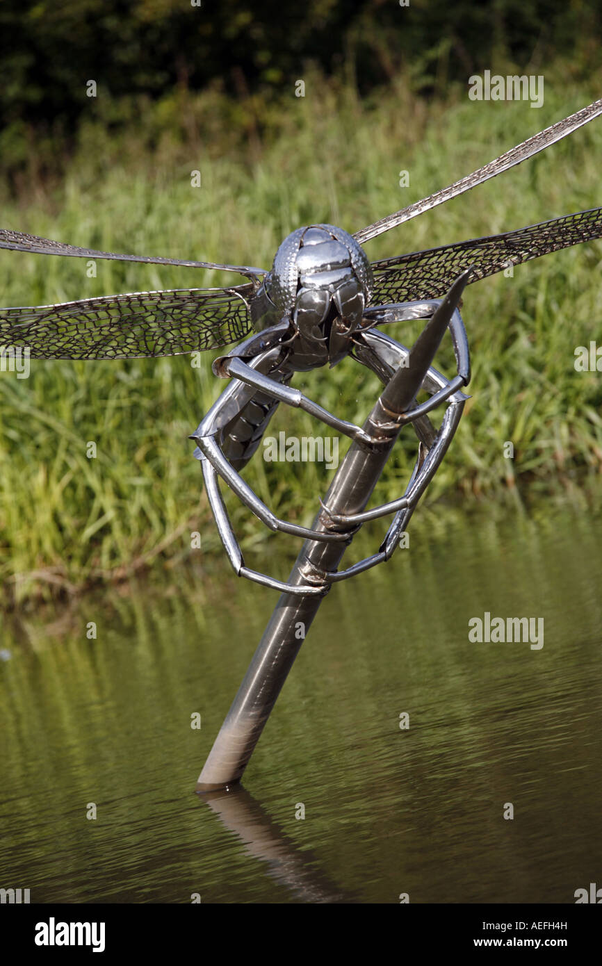 Steel Dragonfly Sculpture Hatton Locks Warwick England Stock Photo - Alamy