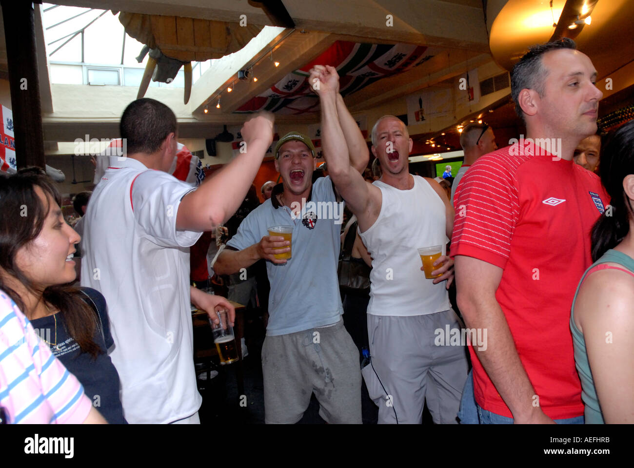 Young English football fans drinking and behaving badly in West end ...