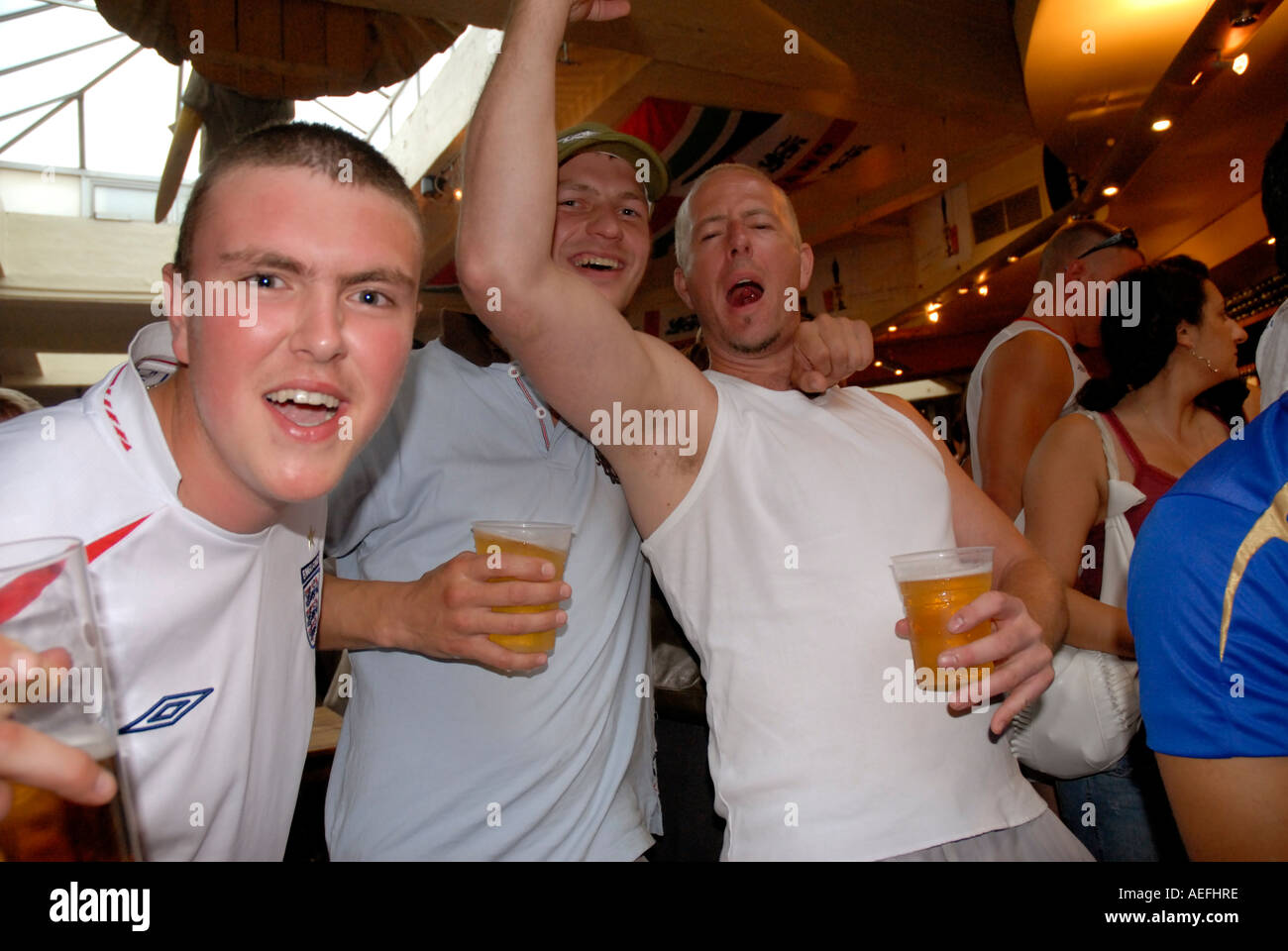 Young English football fans drinking and behaving badly in West end ...