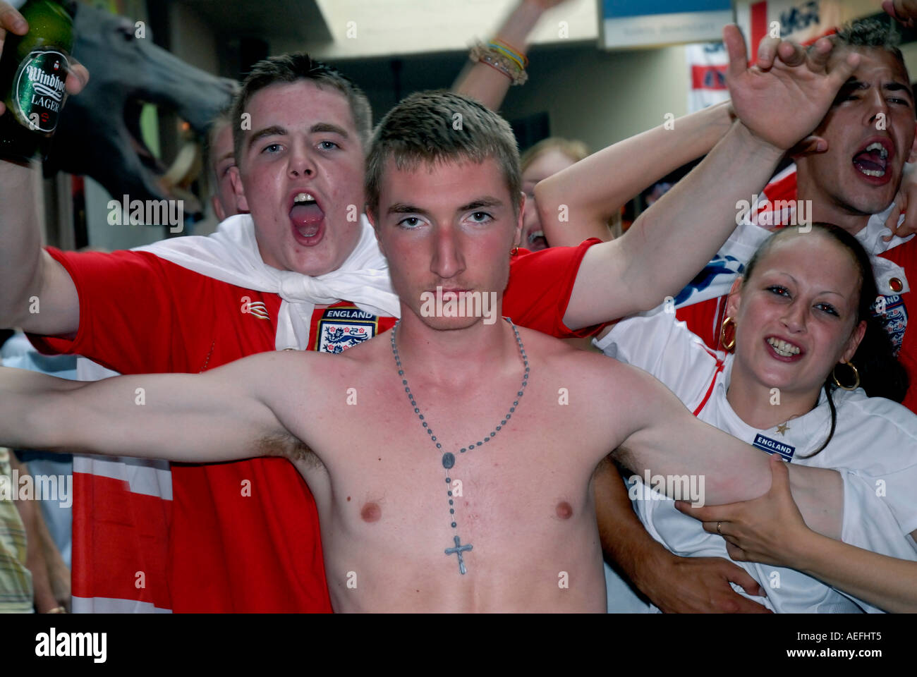 Crowd young english football hooligans hi-res stock photography and ...