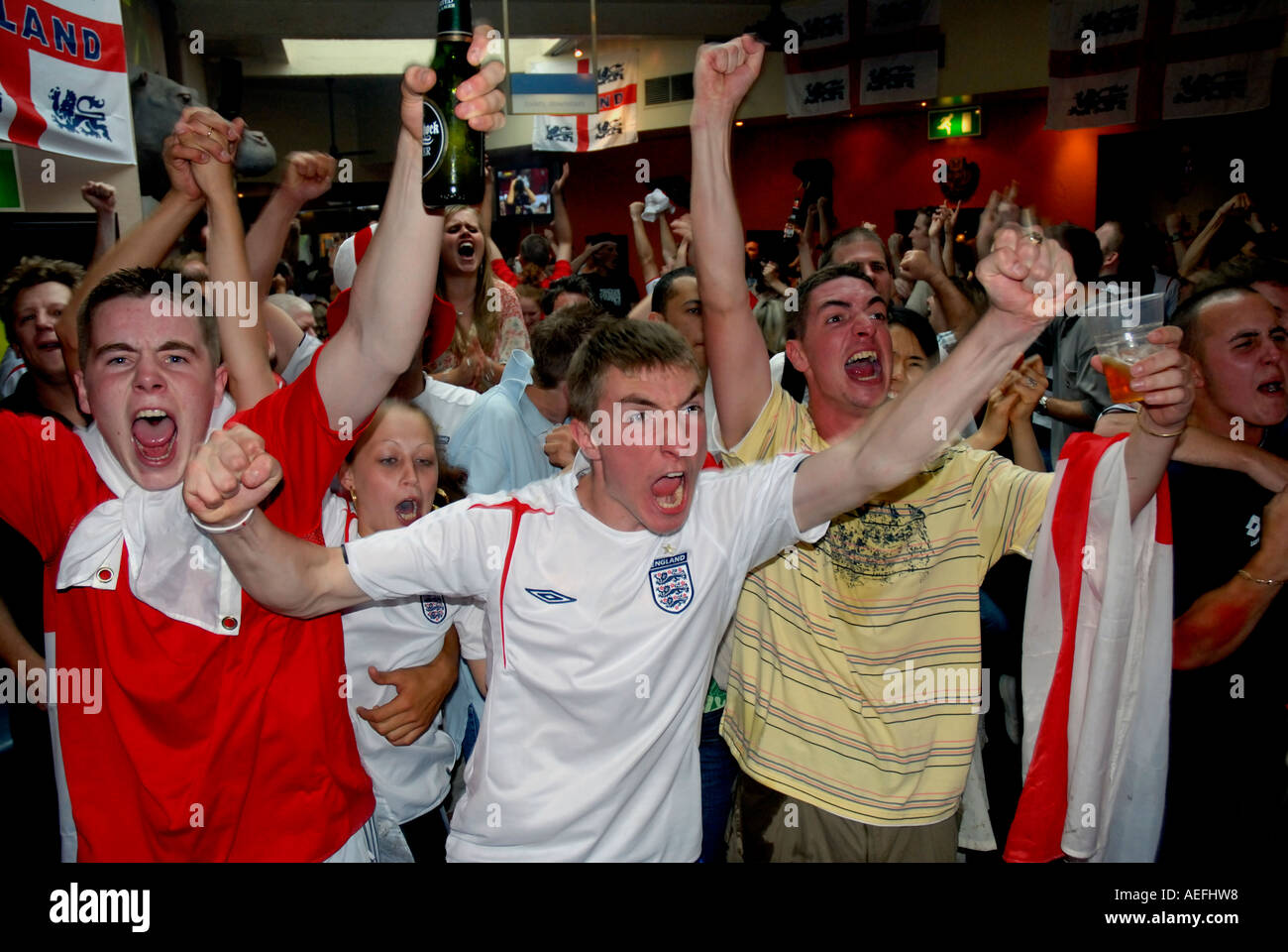 Young English football fans drinking and behaving badly in West end ...