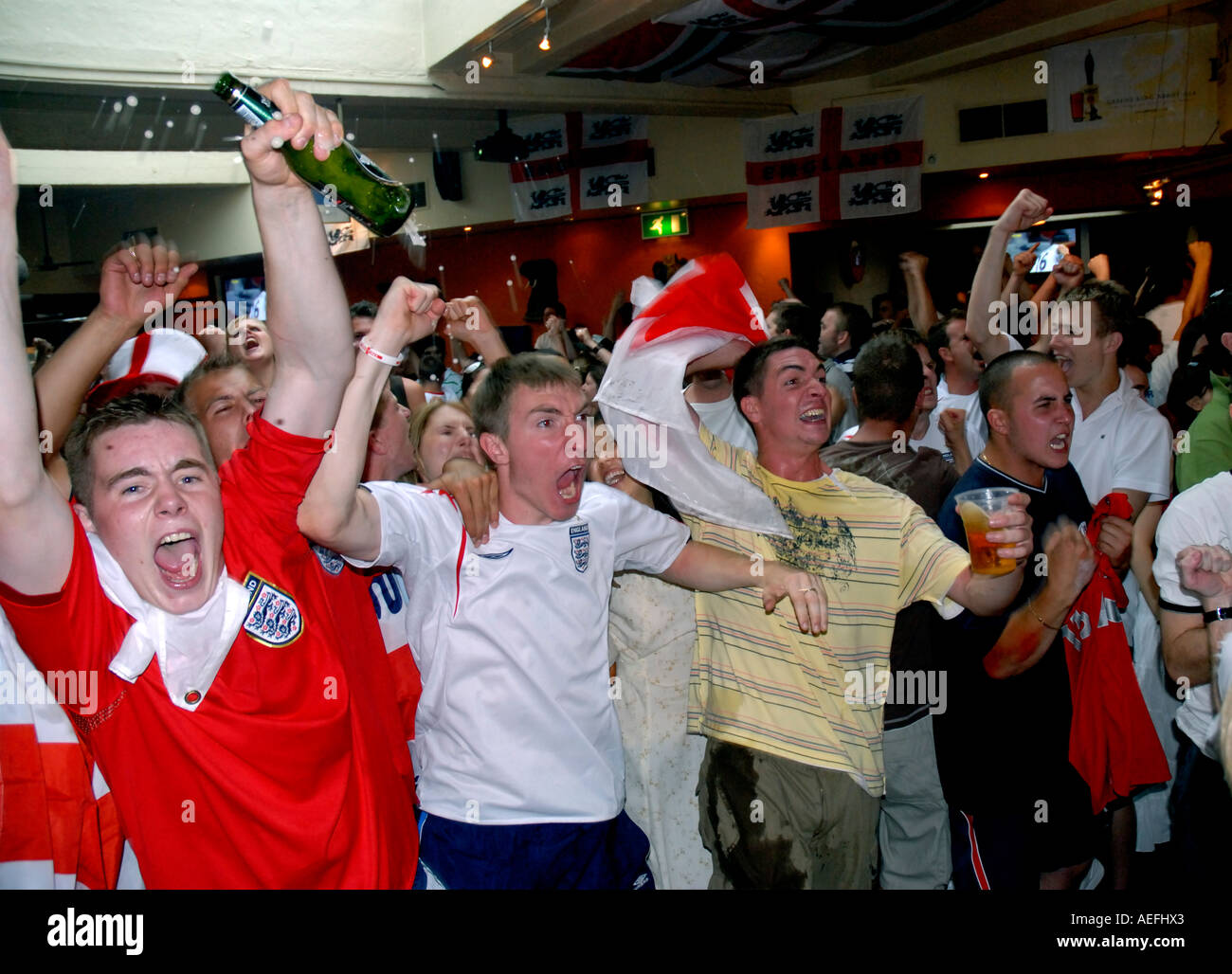 Young English football fans drinking and behaving badly in West end ...